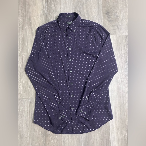 Express | Shirts | Express Mens Dark Purple Dress Shirt Slim ...